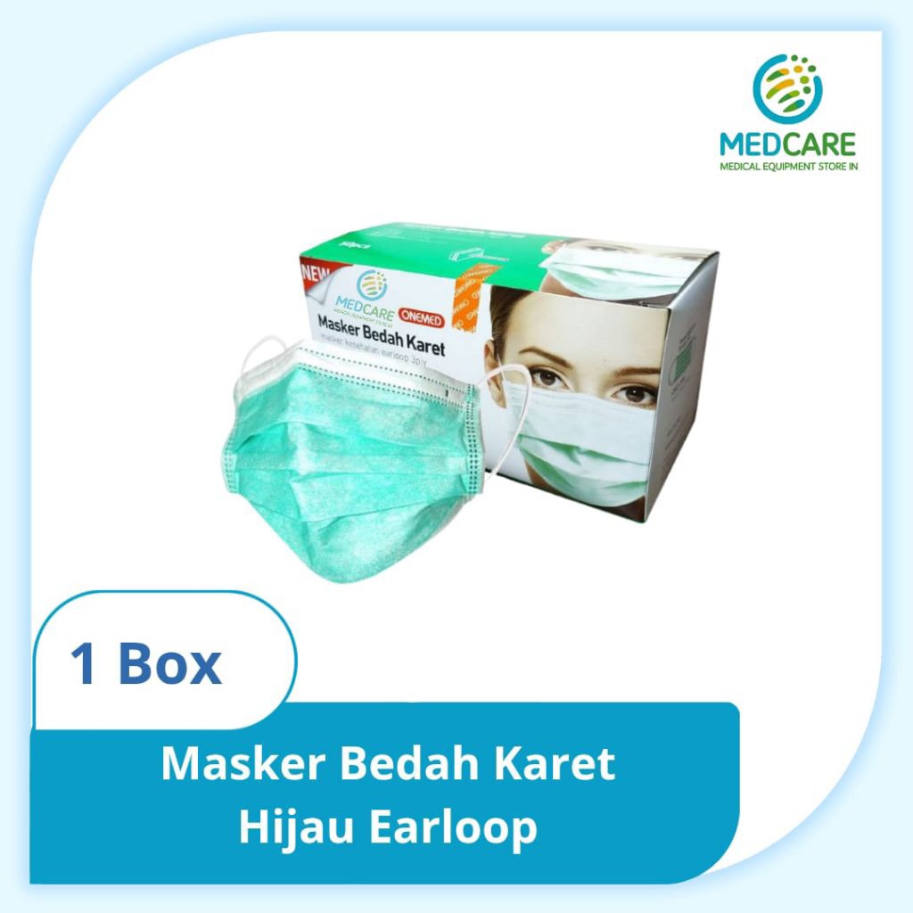 Jual MedCare | Masker Bedah Karet Hijau Earloop 3 ply | Masker Medis ...