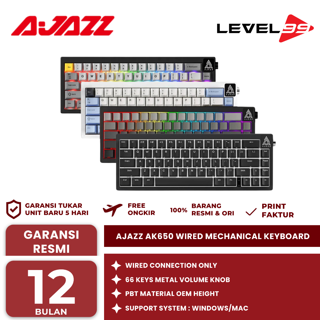 Jual Ajazz AK650 Wired Mechanical Keyboard Gaming | Shopee Indonesia