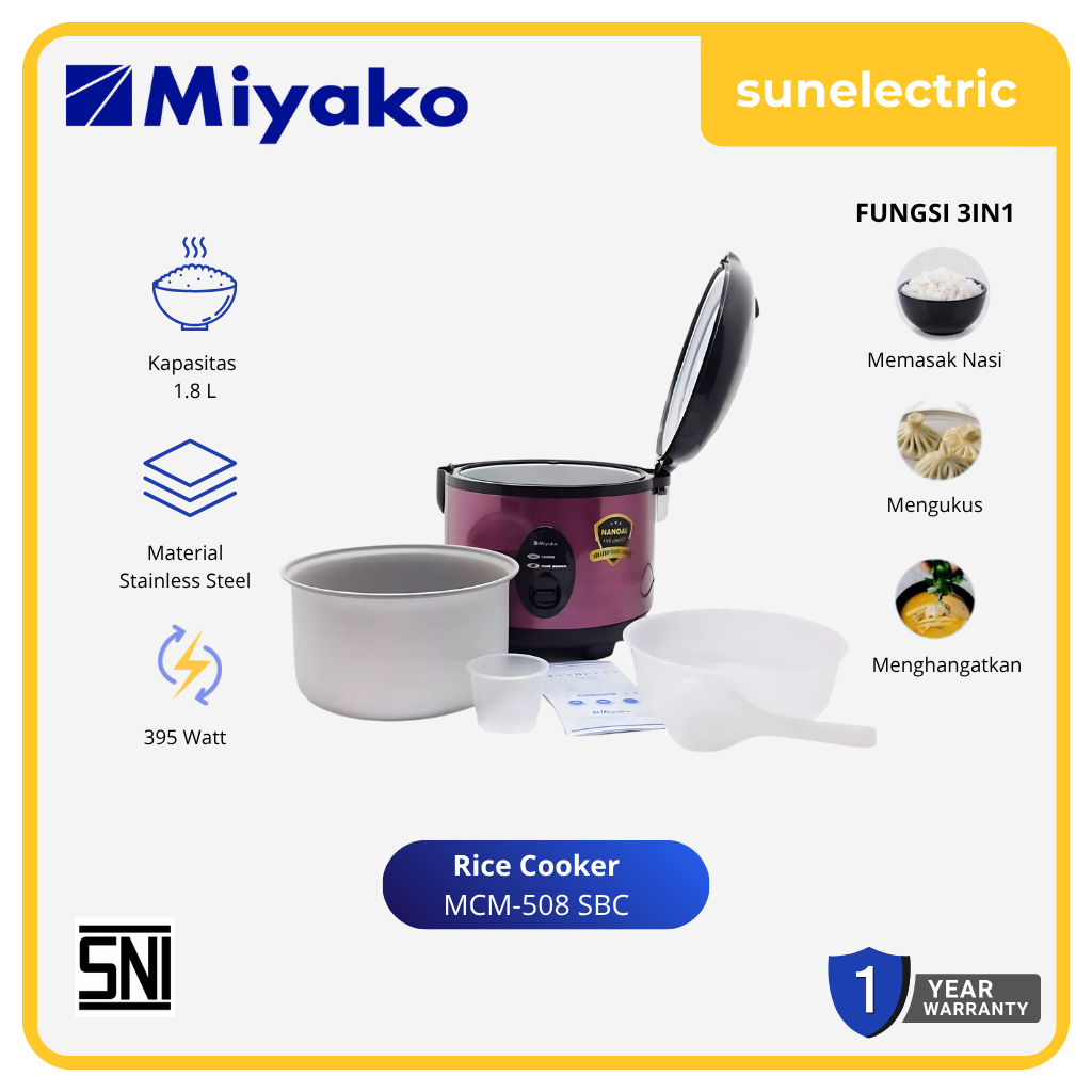 Jual Miyako Rice Cooker MCM-508 SBC / Magic Warmer 3IN1 Plus 1.8 Liter ...