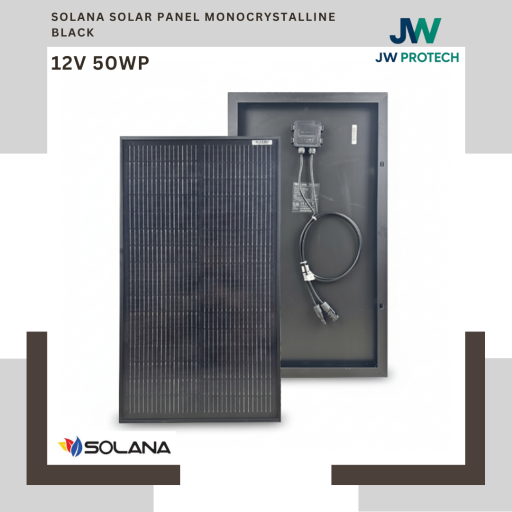 Jual SOLANA Solar Panel Surya 50WP 50 Watt 12V BLACK Monocrystalline ...