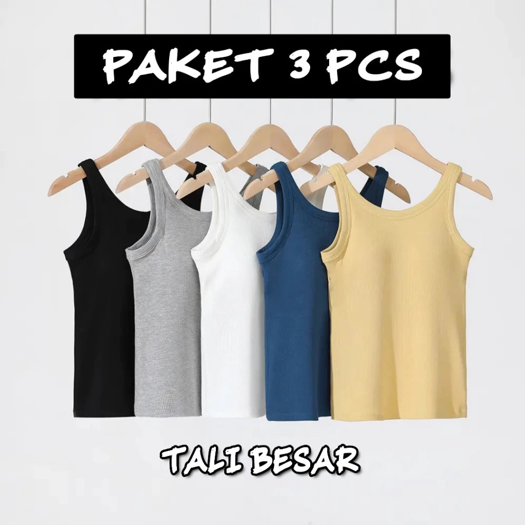 Jual Paket 3 Pcs Tank top Tali Besar Wanita Dan Tank top Tali Kecil ...