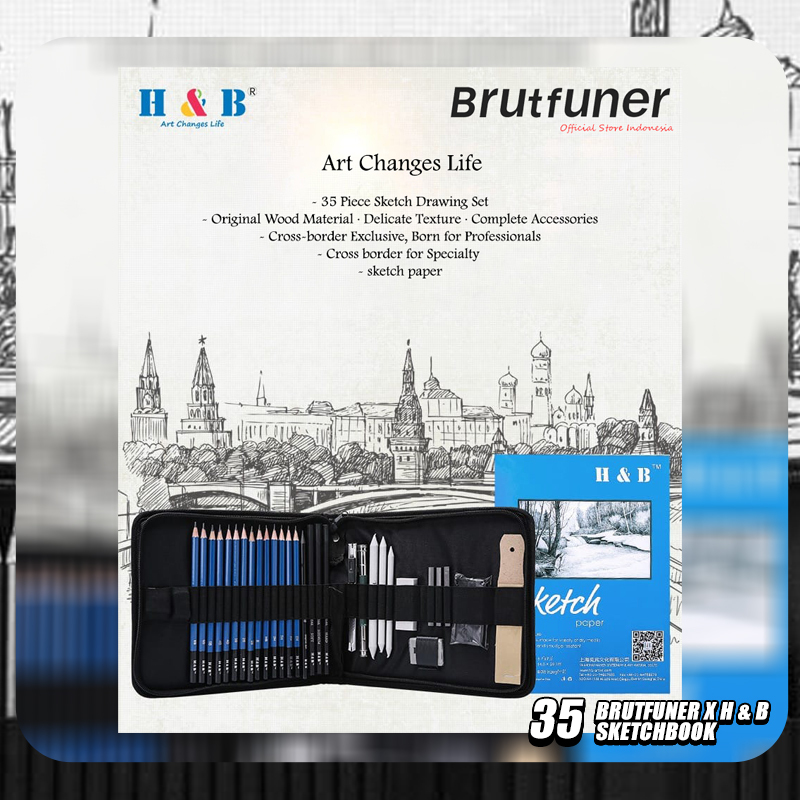 Jual Brutfuner X H & B Pensil Lukis Sketa 35 Set Sketsa Profesional ...