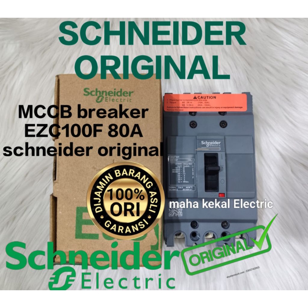 Jual mccb breaker schneider ezc100f3080 ezc100f 80a 3phase original mccb 80a breaker 80a nfb 80a ...