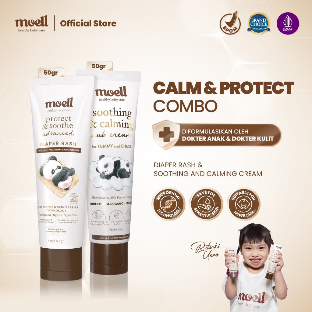 Jual Moell Calm & Protect Combo - Calming Rub Cream 50gr & Diaper Rash ...