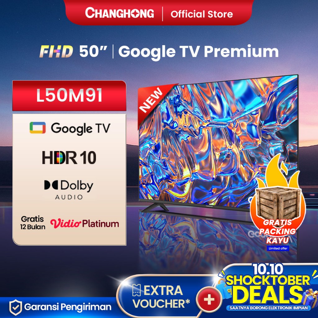 Jual Changhong TV 50 inch FHD Google Smart Digital TV Dolby Audio DBX ...