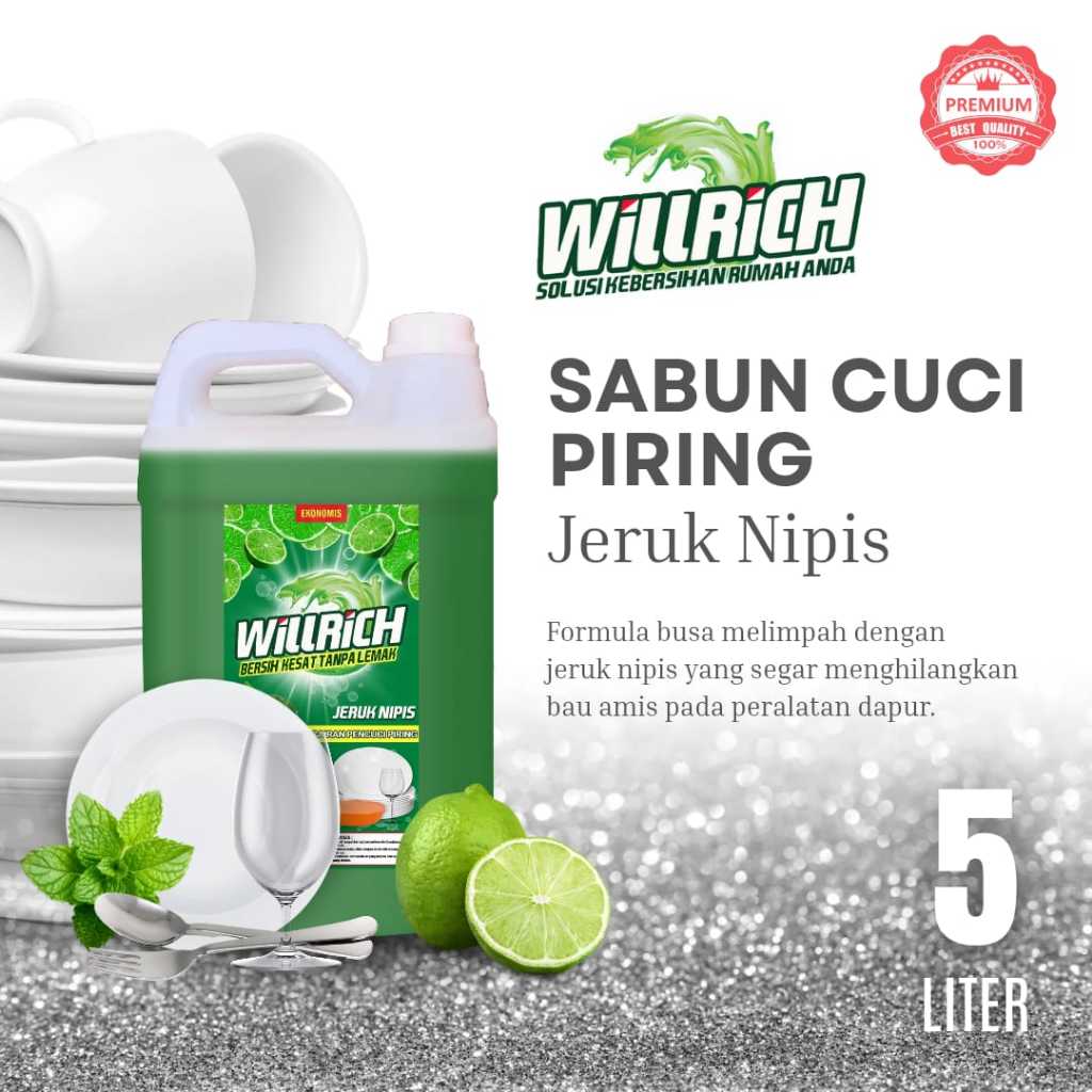 Jual Sabun Cuci Piring Willrich Jeruk Nipis Kemasan 5 Liter Pengiriman ...