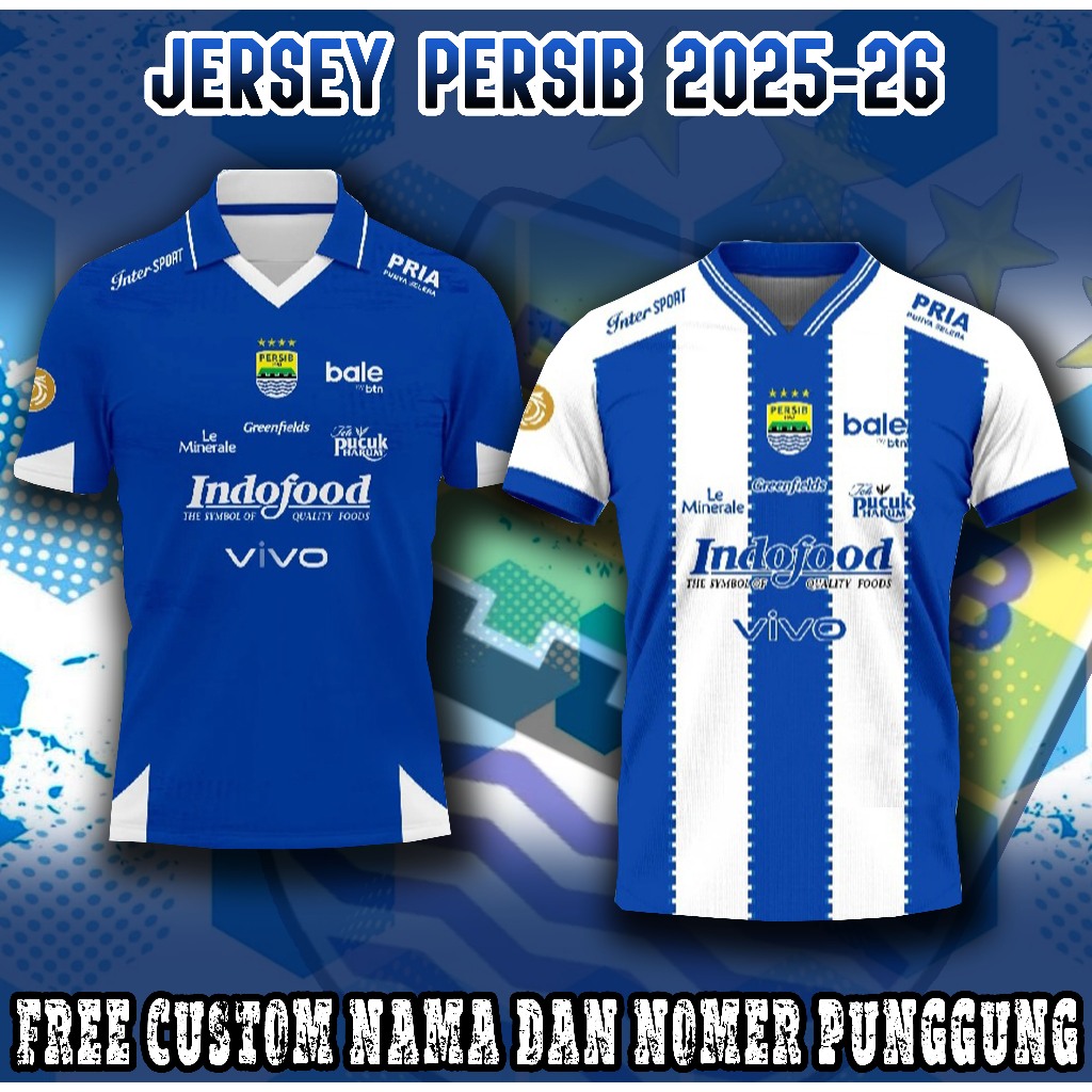 Jual Bisa Pakai Nama Custom Jersey/Baju PERSIB 2025 Terbaru FULL ...