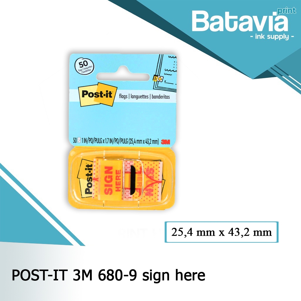 Jual SIGN HERE POST IT 3M 680-9 | MARK PENANDA PANAH 1 PAD ( 50 LEMBAR ...