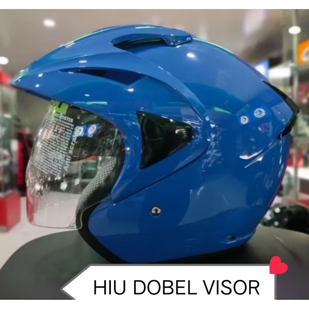 Jual HELM HIU ARROW BLUE MILD PULL WARNA DOBEL VISOR ORIGINAL | Shopee ...