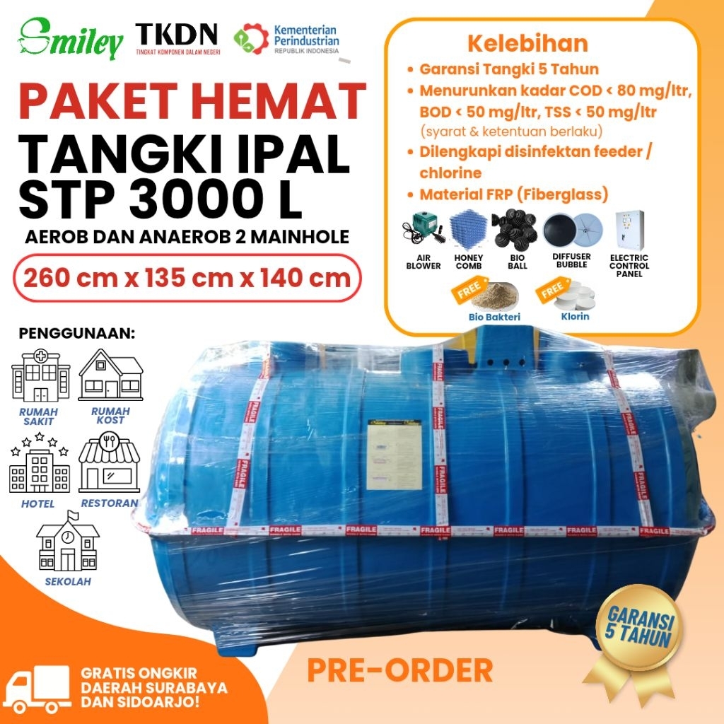 Jual TANGKI IPAL STP SURABAYA 3000L / 3m3 | Shopee Indonesia