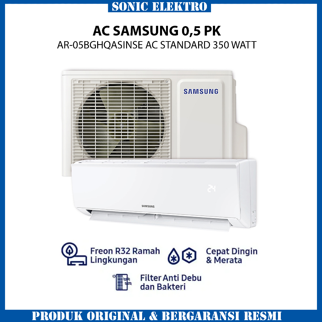Jual AC SAMSUNG 1/2 PK R32 LOW WATT 350 WATT SAMSUNG AR05TGHQASINSE GARANSI RESMI | Shopee Indonesia