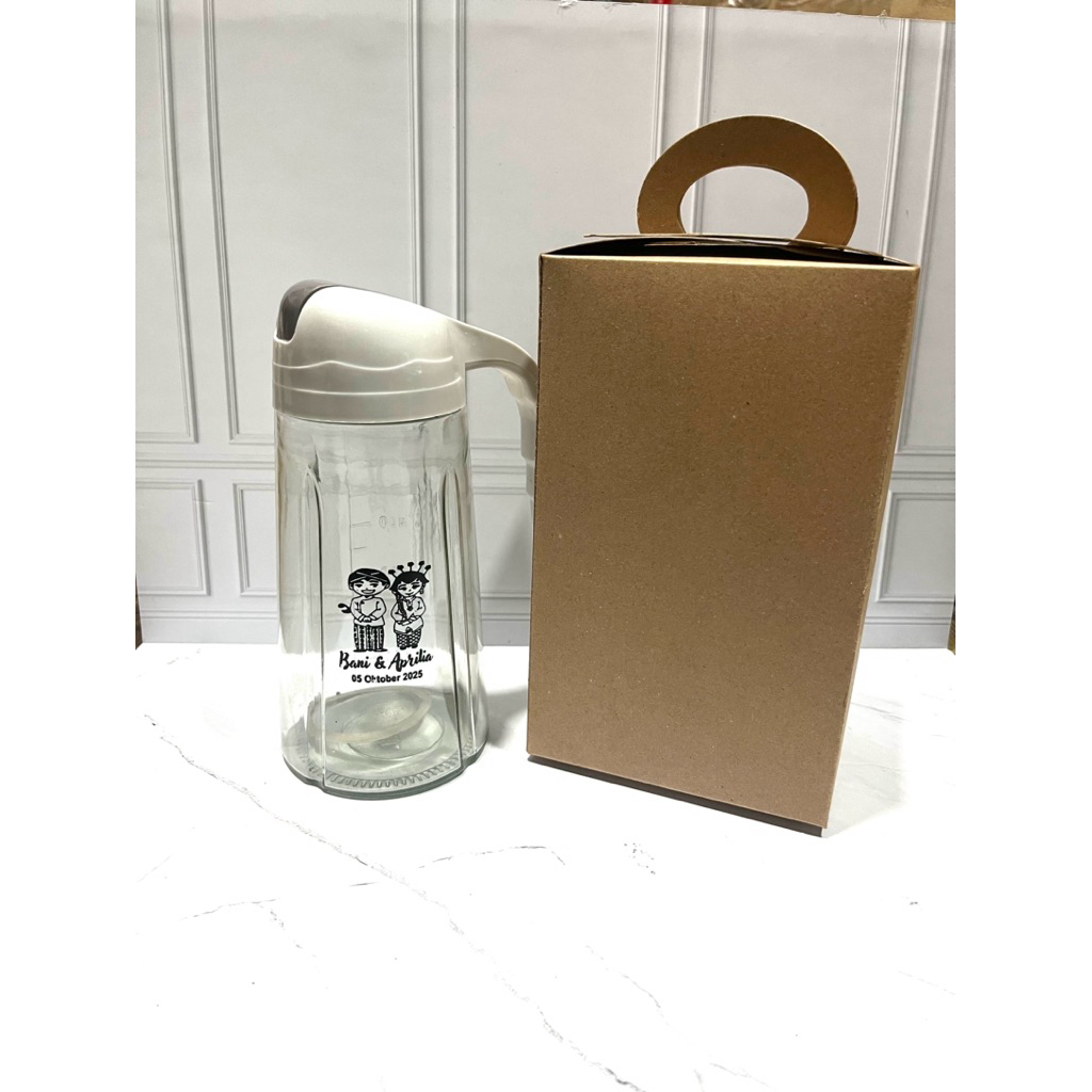 Jual Botol Minyak Kaca/ Oil Bottle 630 ML Custom Kemasan Plus Box Dan ...