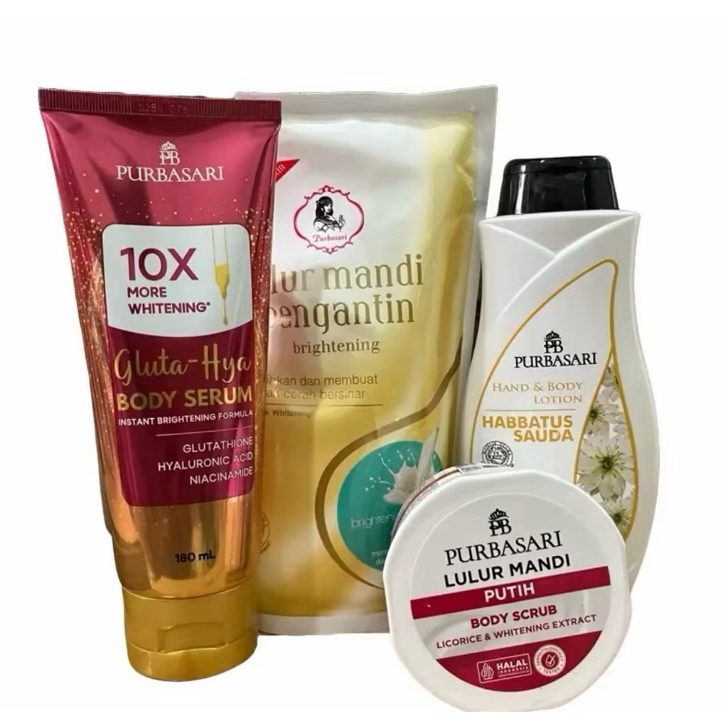 Jual [Isi 4 Paket hemat] Purbasari gluta hya body serum+pencerah lulur ...