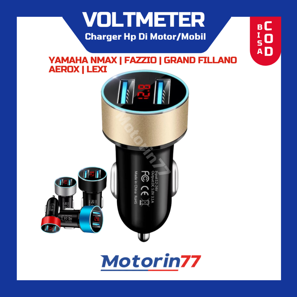 Jual Charger Hp Di Motor Fast Charging Volt Meter Beat Deluxe Nmax ...
