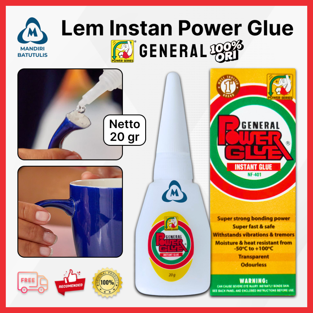 Jual Lem Instan Power Glue GENERAL Original 20gr - Super Kuat & Cepat ...