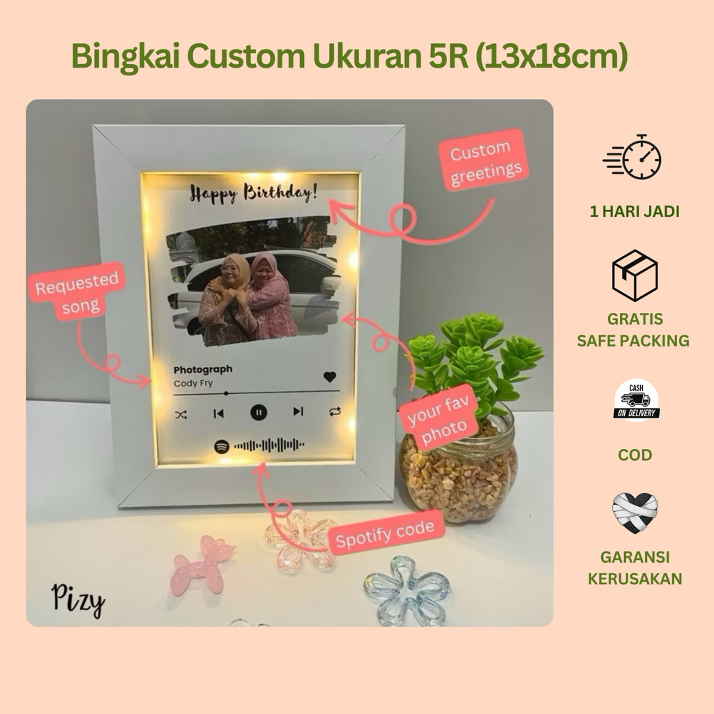 Jual 1 HARI JADI | FRAME LED 5R | FRAME SPOTIFY | BINGKAI FOTO ...