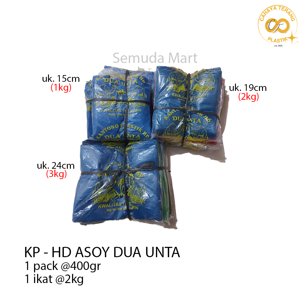 Jual Kantongan Plastik Asoy HD CAP DUA UNTA WARNA Ukuran 15/19/24cm 1kg ...