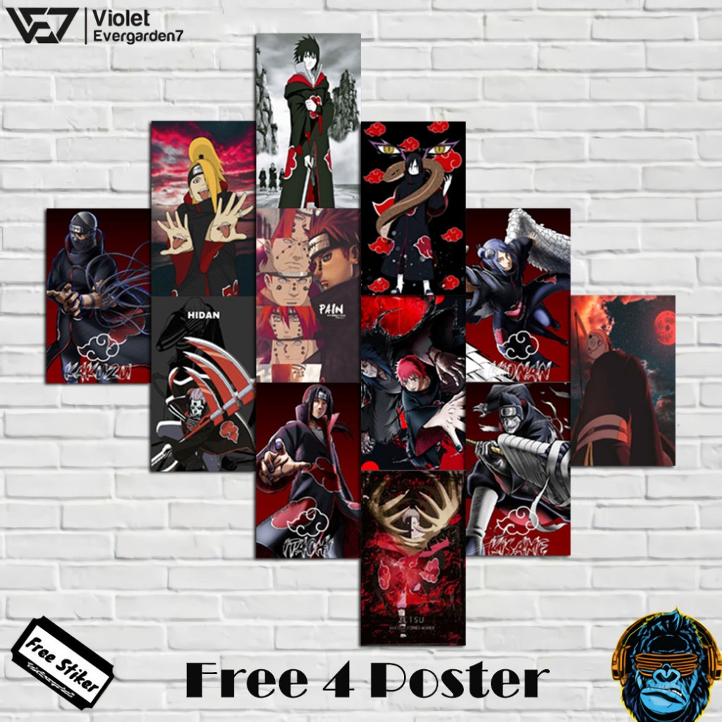 Jual POSTER BOUNTY AKATSUKI/ HIASAN DINDING TREND ANIME AKATSUKI ...