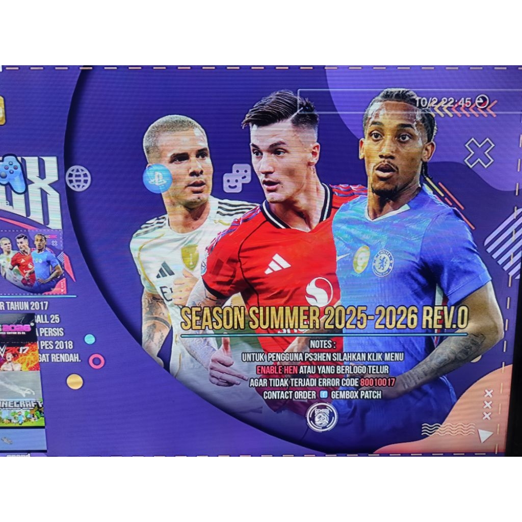 Jual New!!! PS3 GAME BOLA PES - GEMBOX PATCH SUMMER 2026 - via USB ...