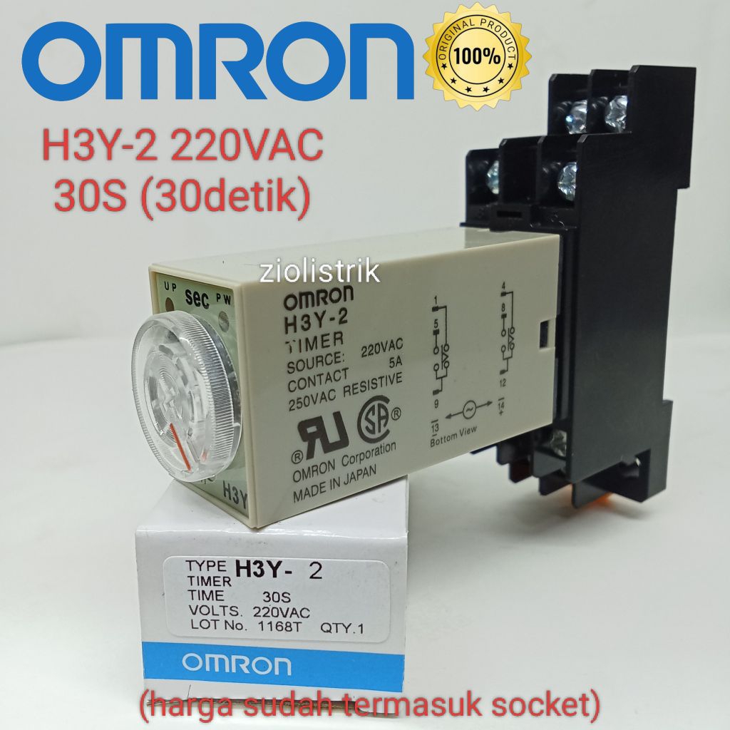 Jual timer omron h3y2/h3y-2 220vac 30s 30detik plus socket | Shopee ...