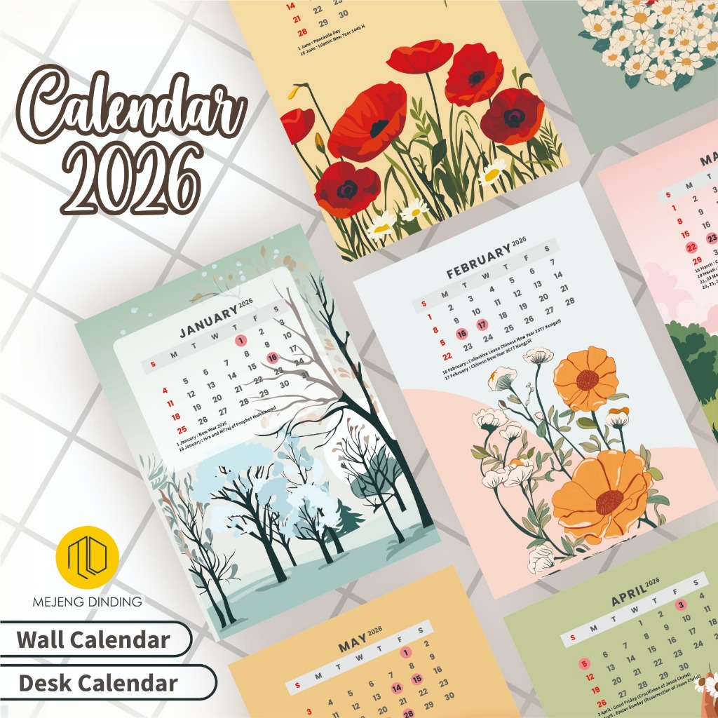 Jual KALENDER 2026 AESTHETIC TEMA MUSIM CUACA / DESK CALENDAR 2026 ...