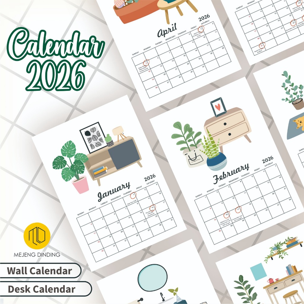 Jual Kalender Dinding Aesthetic 2026 / Kalender Meja Aesthetic 2026 ...
