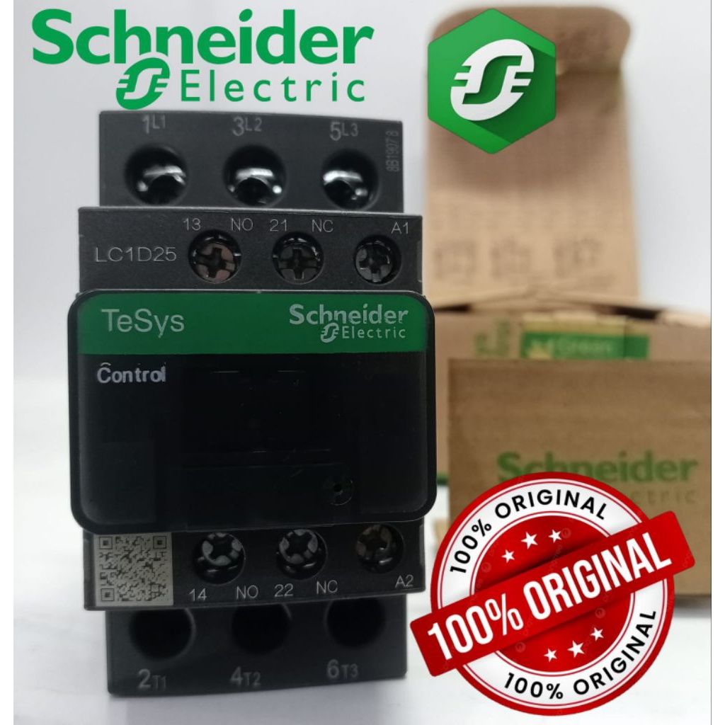 Jual kontaktor contactor schneider lc1d25q7 380vac 3phase 40a lc1d 25q7 ...