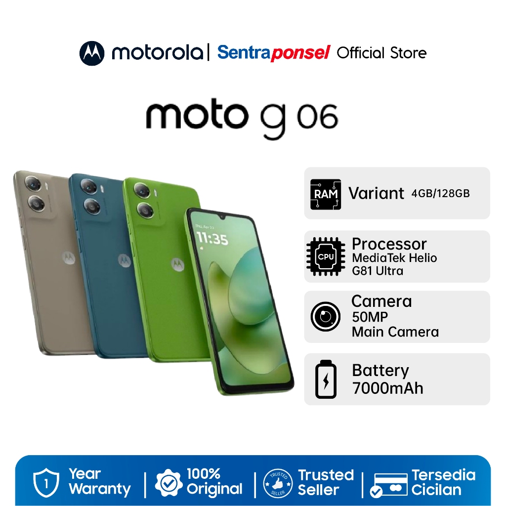 Jual Motorola G06 Power NFC 4GB/128GB Up to 12GB Extended RAM - Garansi ...