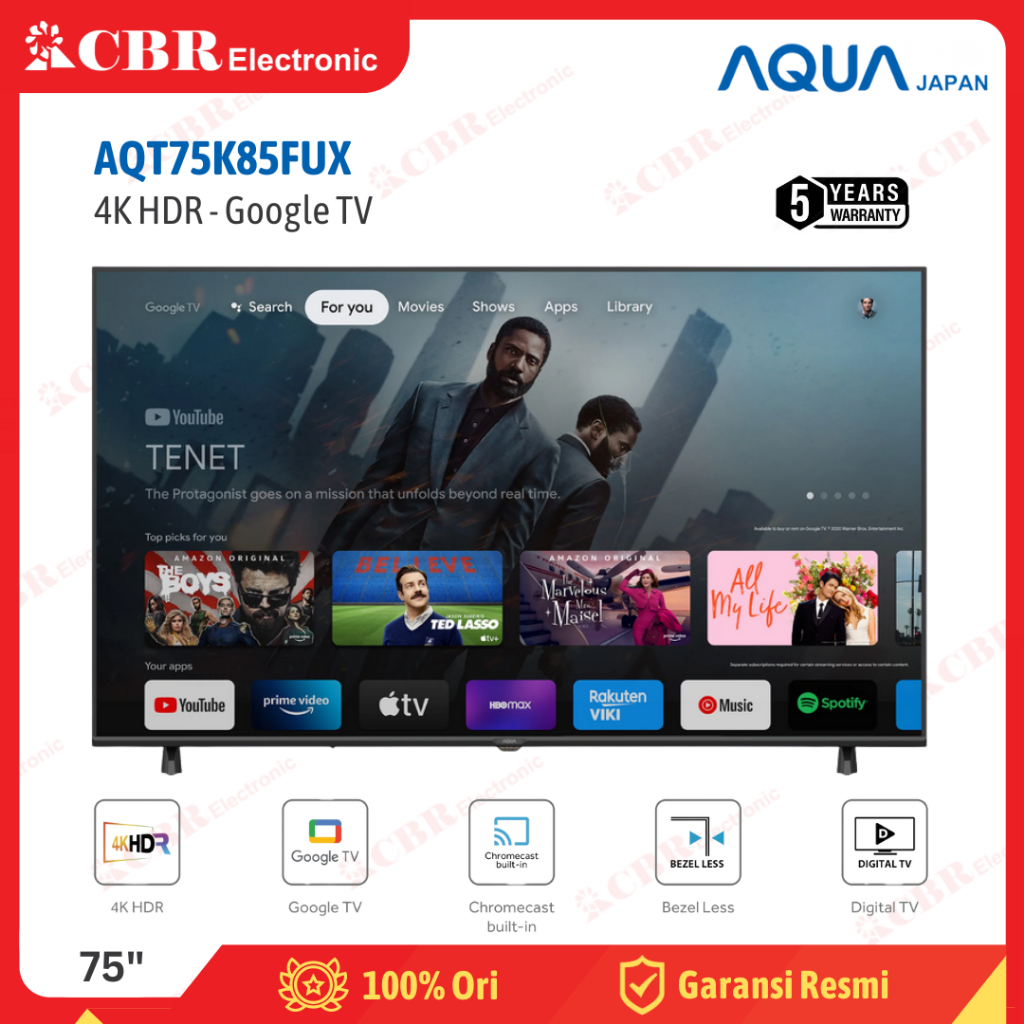 Jual TV AQUA 75 Inch LED AQT75K85FUX (4K UHD – Google TV) | Shopee Indonesia