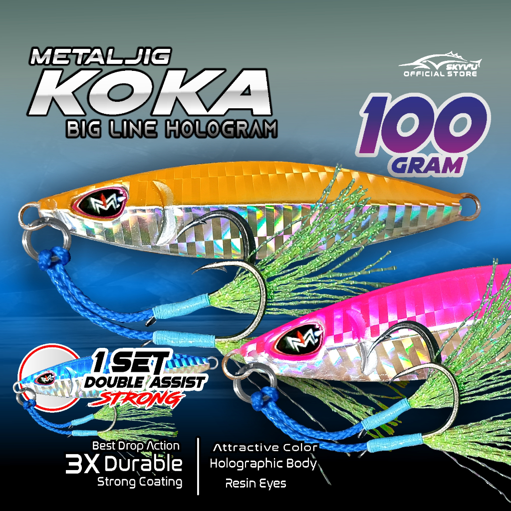 Jual Umpan Metal Jig 100 Gram SKYVIU KOKA Hologram Garis Lengkap 1 Set ...