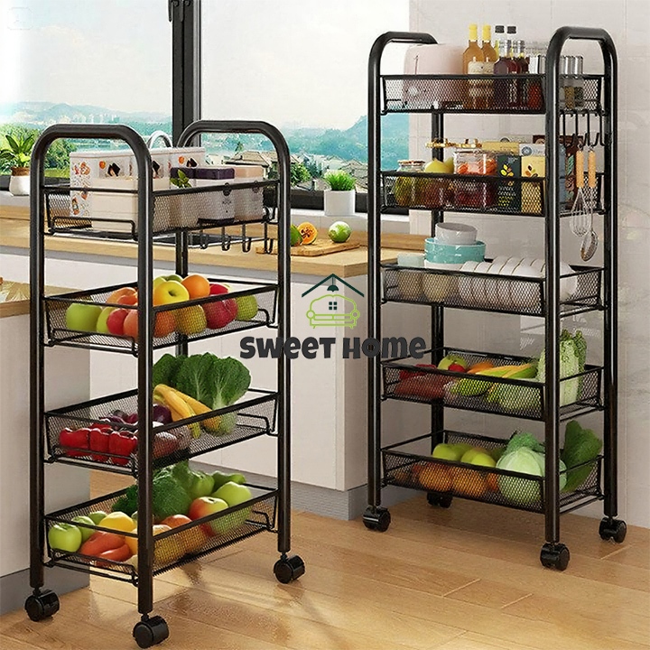 Jual Rak Troli Dorong Dengan Roda Rak Dapur Dorong Serbaguna Troli Besi ...