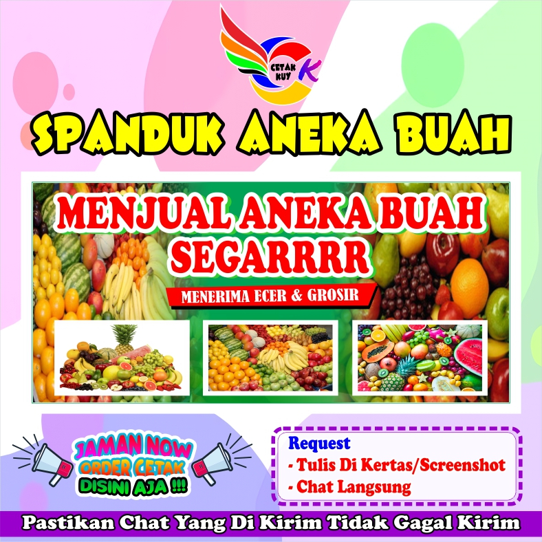 Jual Spanduk Banner buah-buahan segar Terbaru ukuran 1.6x0.6 M / Banner ...