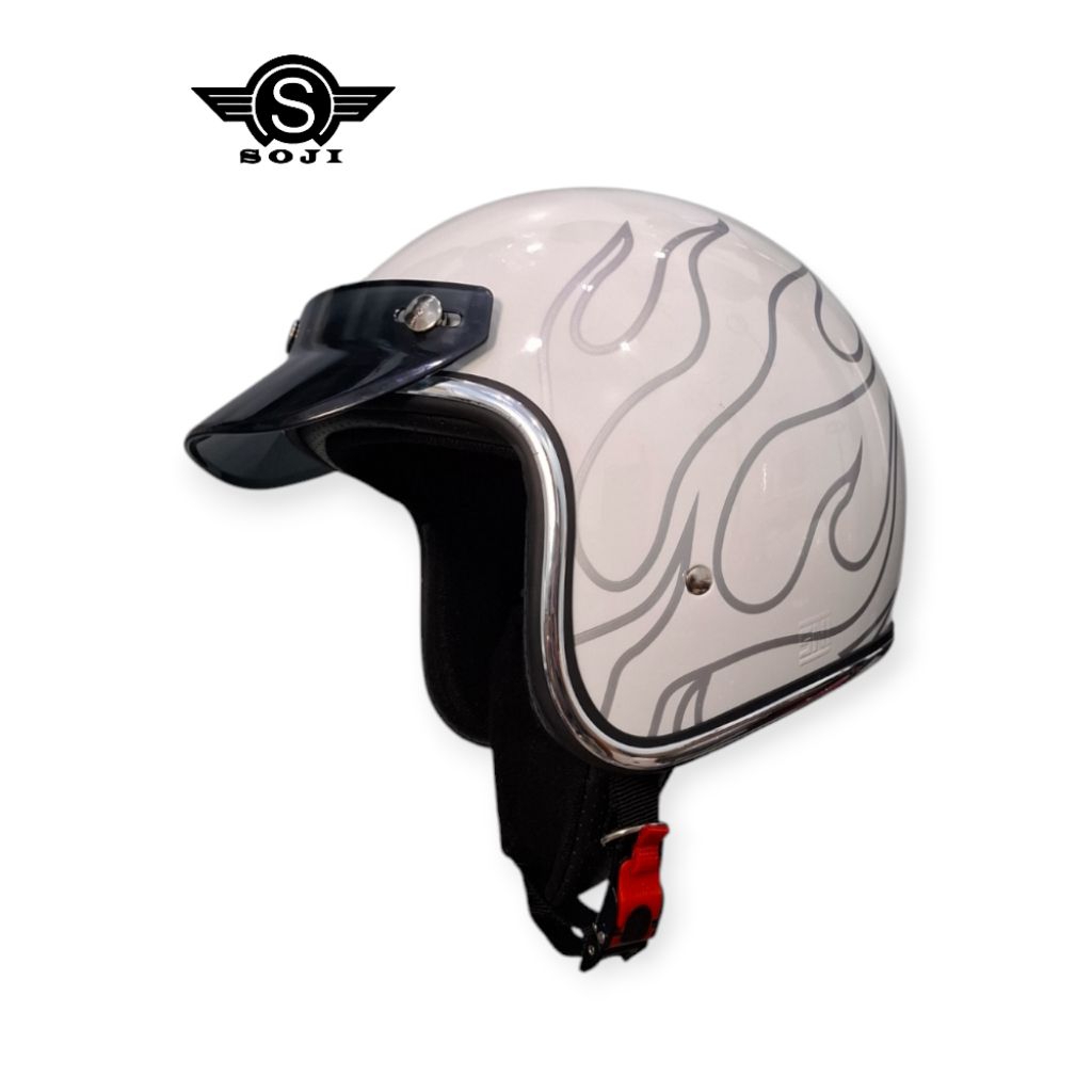 Jual SOJI Helm Evo Justin List Chrome Helm Retro Motif Api | Shopee ...