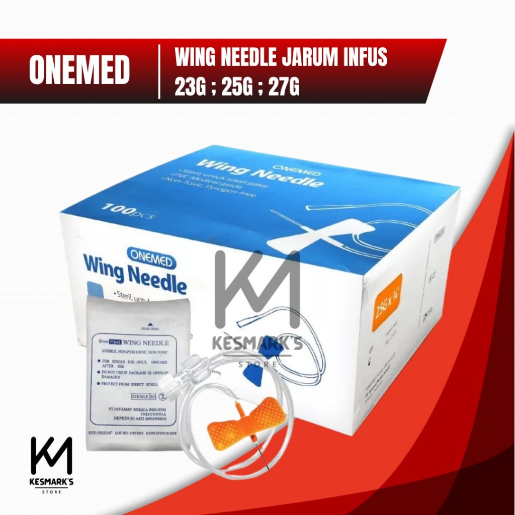 Jual Wing Needle Onemed 23G 25G 27G/ Winged Infusion/Selang Infus ...