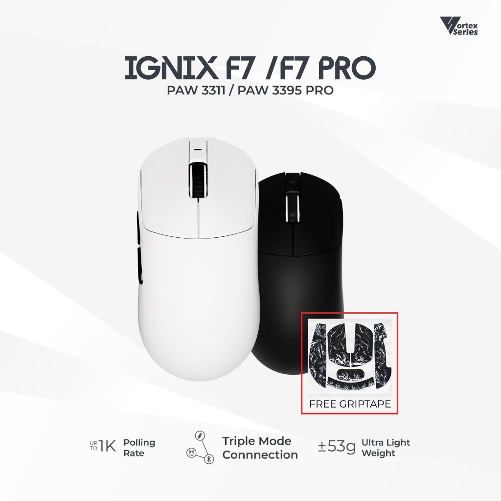 Jual VortexSeries IGNIX Series F7 Mouse | Ultra Light Wireless Tri Mode ...