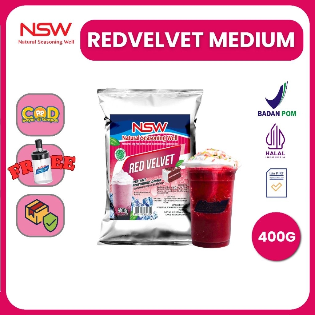 Jual NSW Powder Drink Rasa Red Velvet MEDIUM 400 gr | Shopee Indonesia