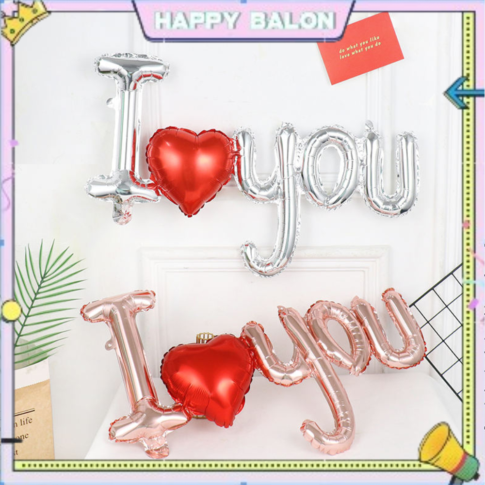 Jual Balon Foil Jumbo I Love You Sambung Warna Dekorasi Pesta Balon ...