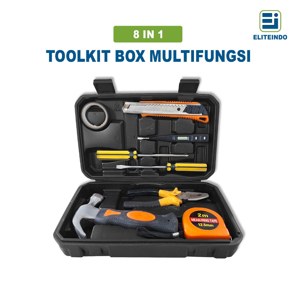 Jual ELITE Perkakas Tangan Repairing 8IN1 Tool Kit Set Box Obeng Tespen ...