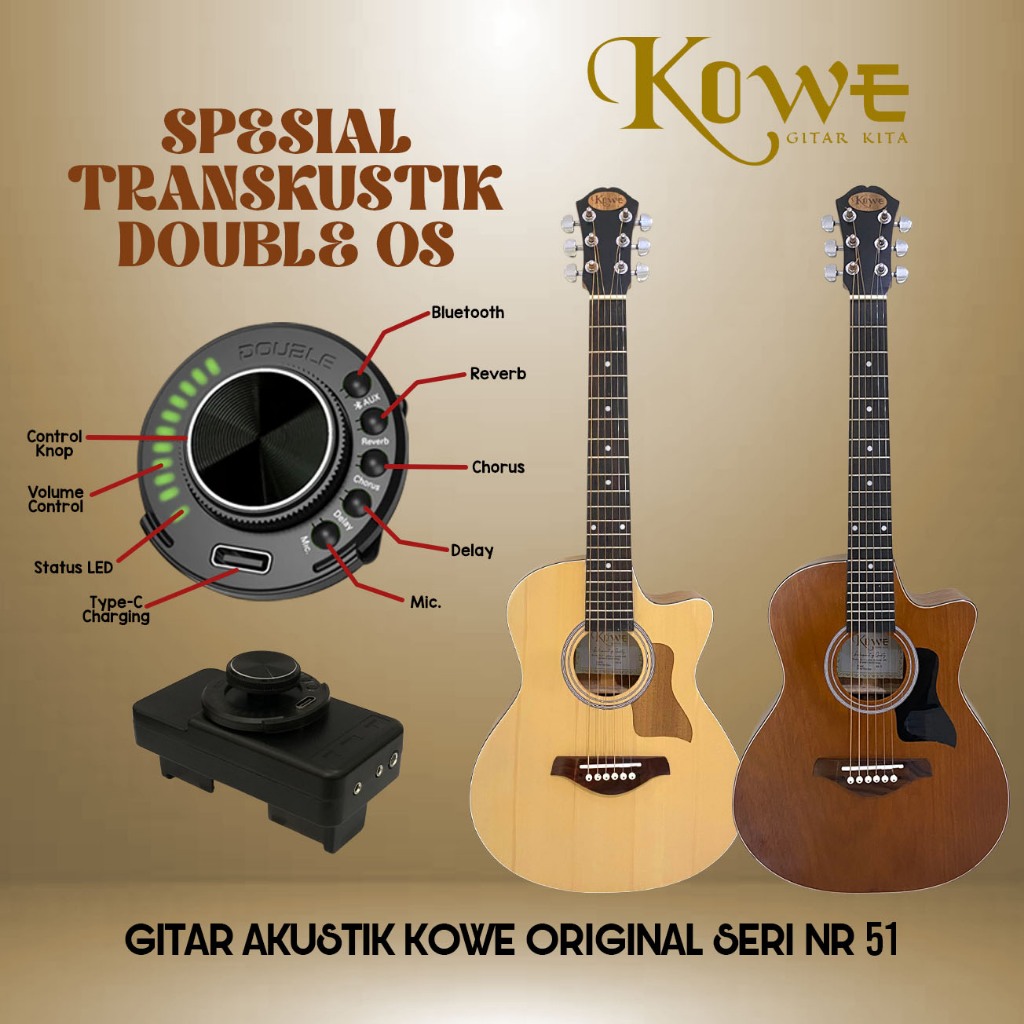Jual Kowe Gitar Kita Original NR 51 Ukuran 3/4 Transkustik Double OS ...