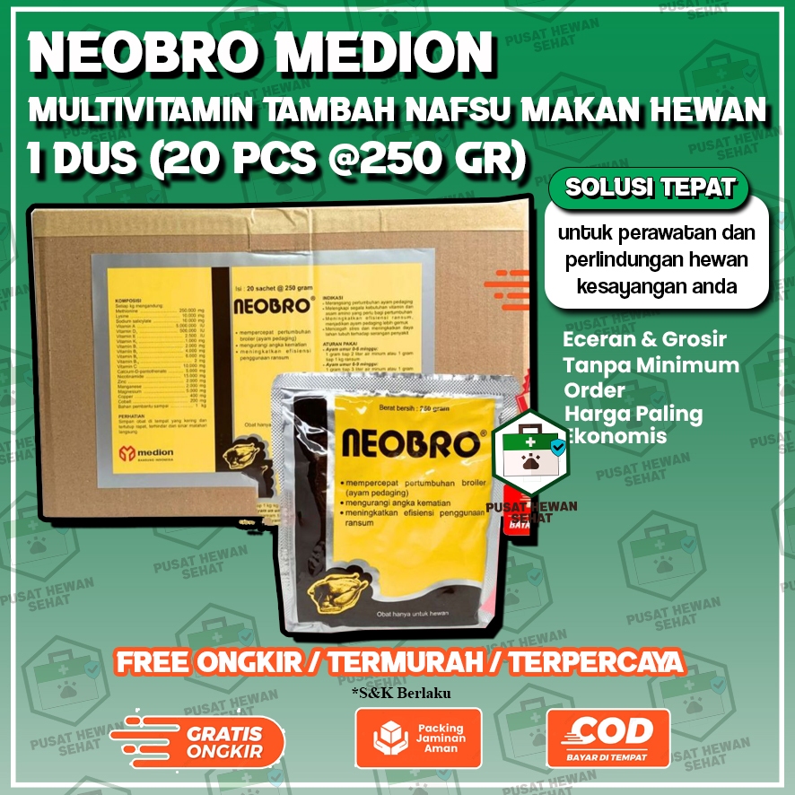 Jual NEOBRO MEDION 1 DUS (20 Pcs @250 Gr) Multivitamin Ayam Broiler ...