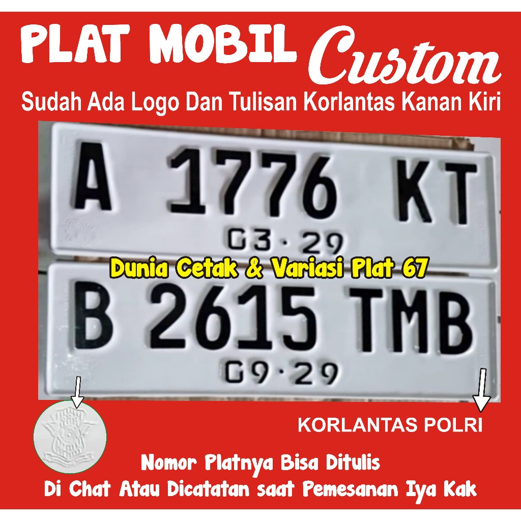 Jual PENGGANTI PLAT MOBIL HILANG SUDAH ADA LOGO DAN TULISAN KORLANTAS ...