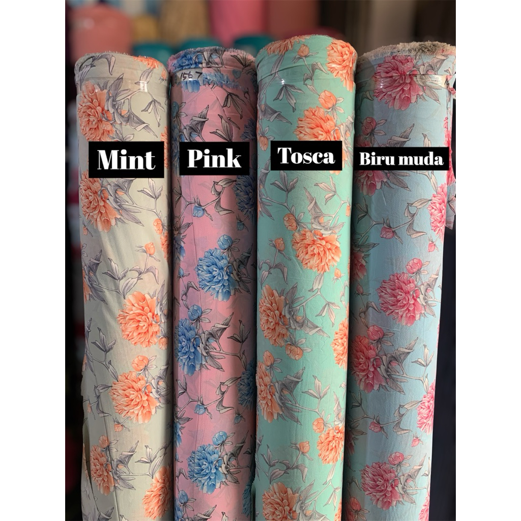 Jual Bahan kain buble pop motif bunga serian warna/bahanbuble pop ...