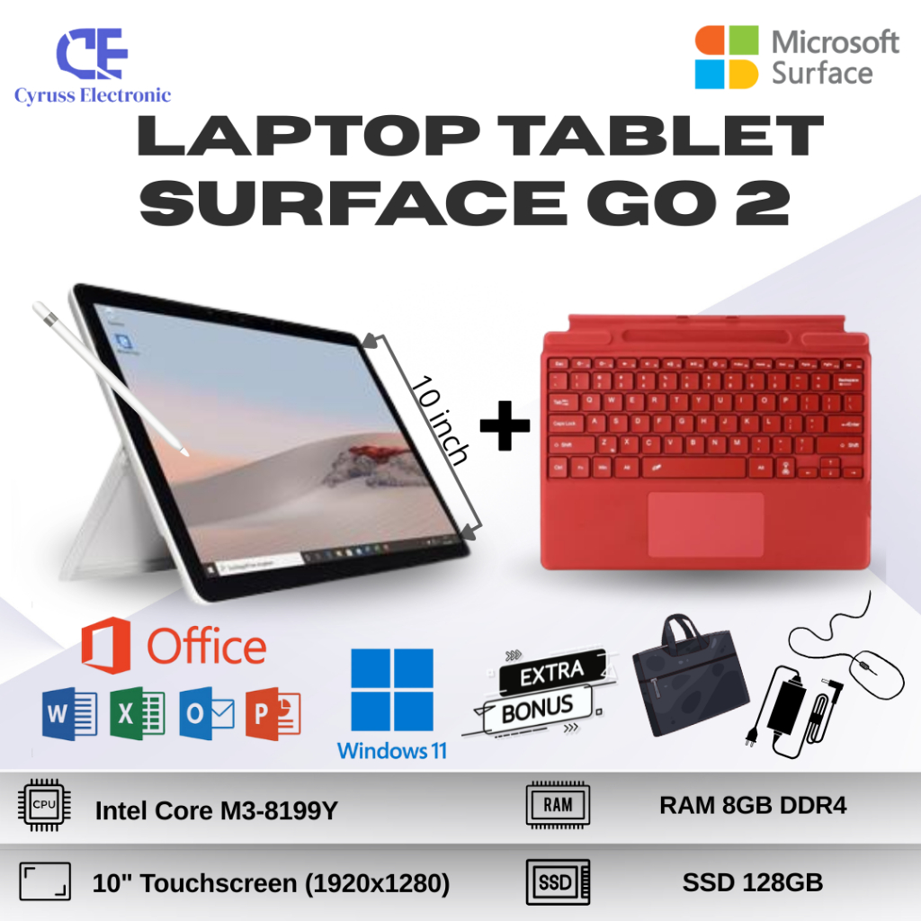 Jual Laptop 2in1 Tablet Microfost Surface Go 2 Intel M3-8199Y RAM 8GB ...