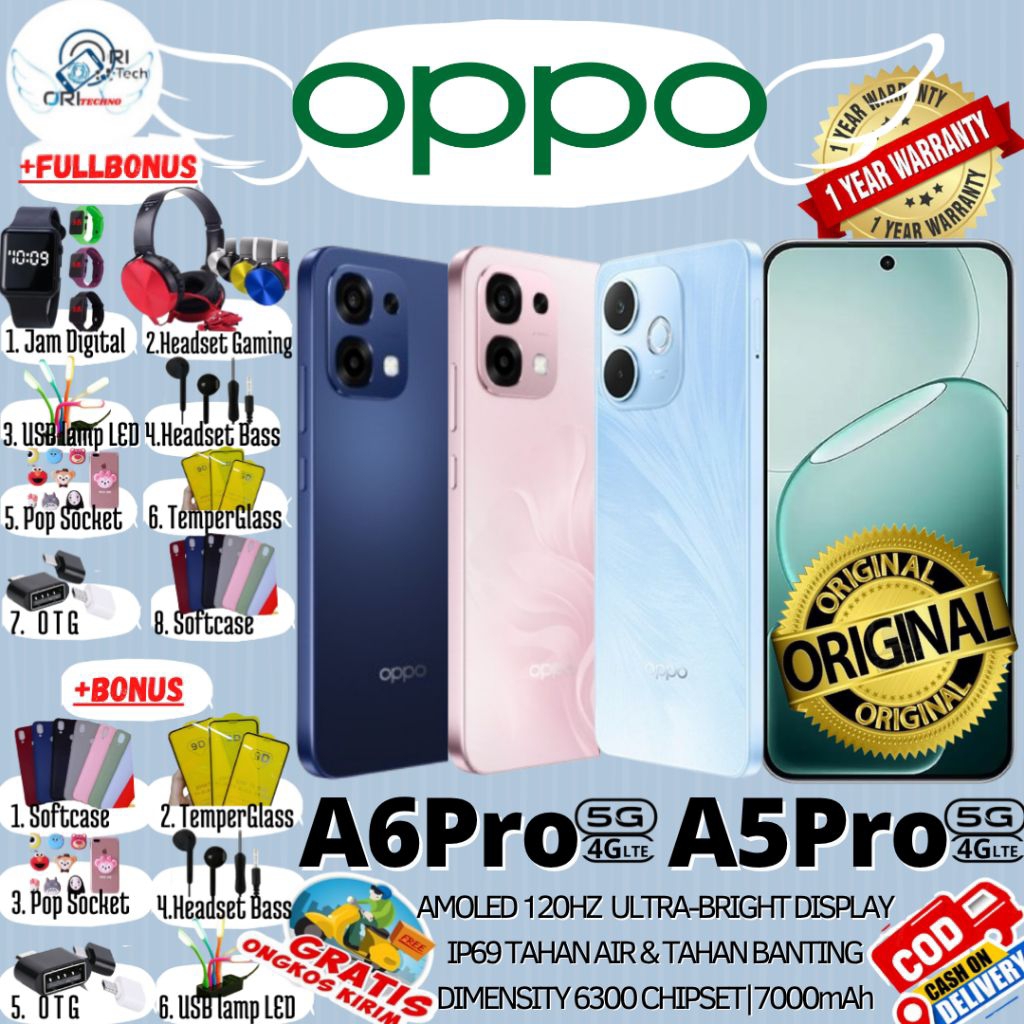 Jual OPPO A6 PRO 5G | OPPO A6PRO 4G | A5 PRO 8/256 GB - 8/128 GB Ram UpTo 16GB BARU 100% ...