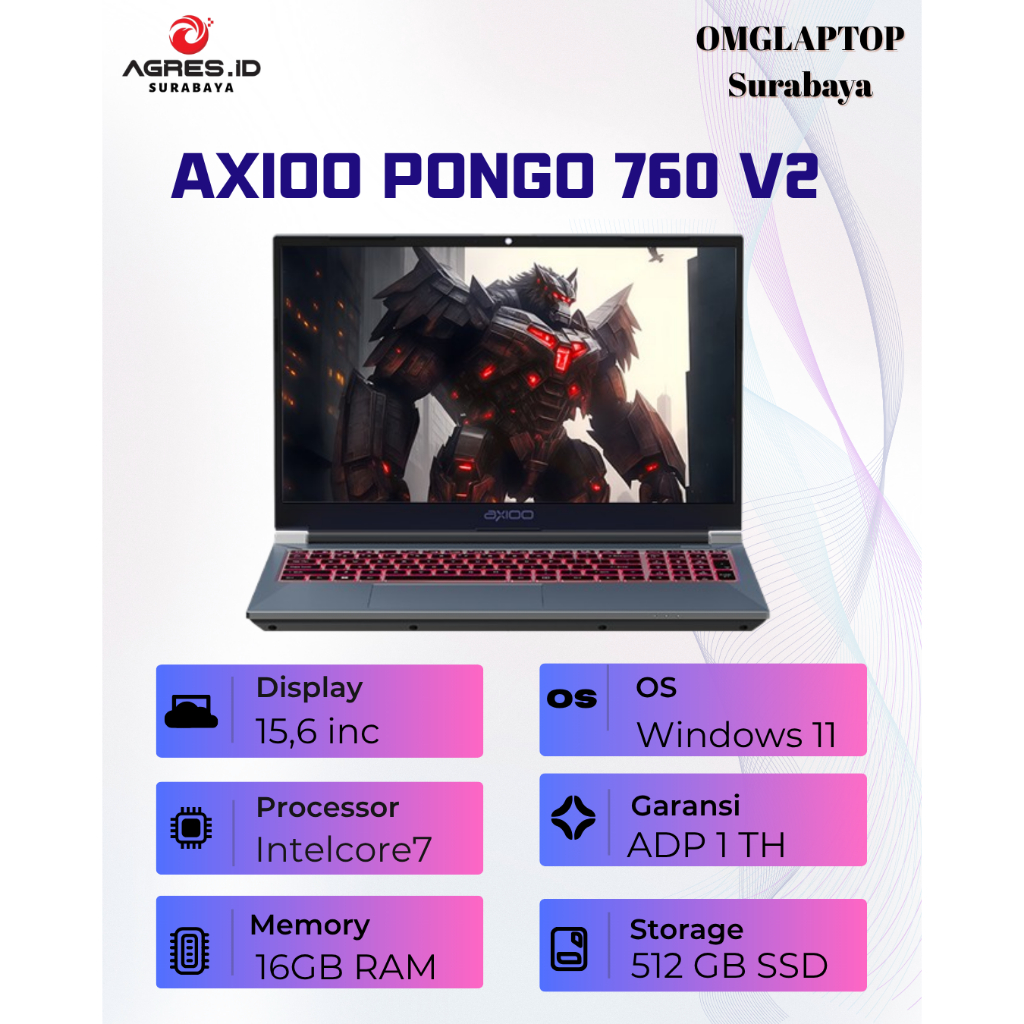 Jual AXIOO PONGO 760 V2 I7 13620H RTX4060 8GB/ 16GB 512GB W11 15.6FHD ...