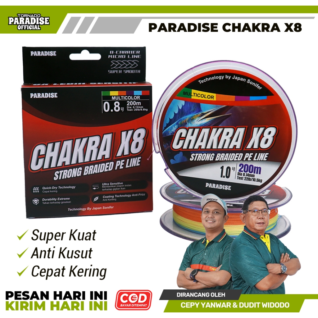 Jual PE Paradise Senar PE Chakra X8 150M-300M Multi Color – Kuat, Licin ...