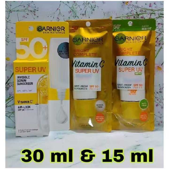 Jual Garnier Super UV Sunscreen SPF50+ Matte Finish Natural Finish 15 ...