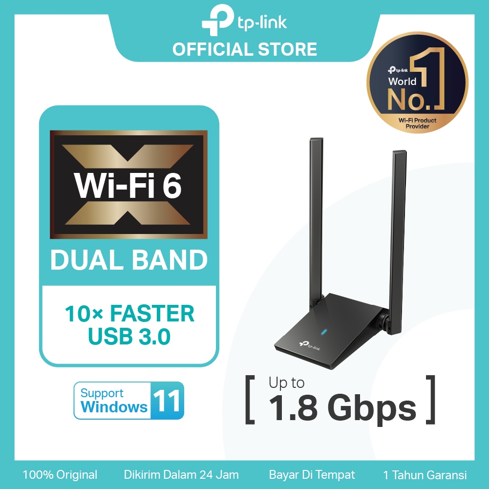 Jual TP-Link Archer TX20U Plus | AX1800 High Gain WiFi 6 Adapter | USB ...