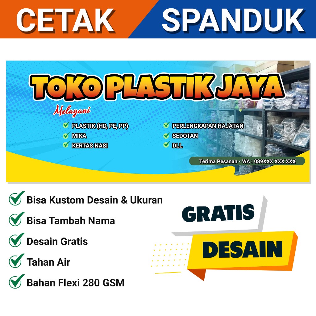 Jual Cetak Spanduk Banner Untuk Toko Plastik Ukuran 200x80 / Bisa ...
