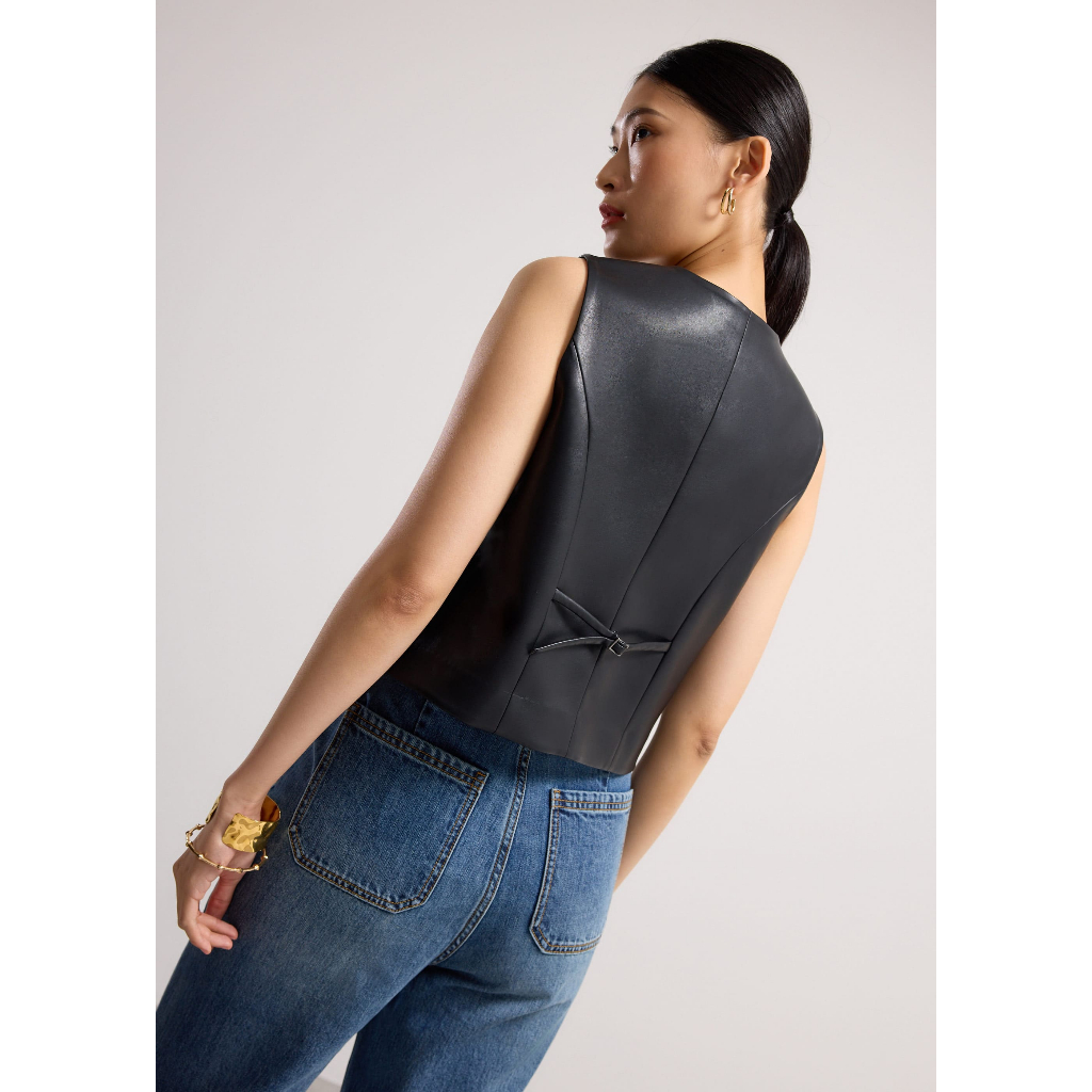 Jual Love Bonito - Vest Wanita - Kali Vegan Leather V-neck Vest - Black ...